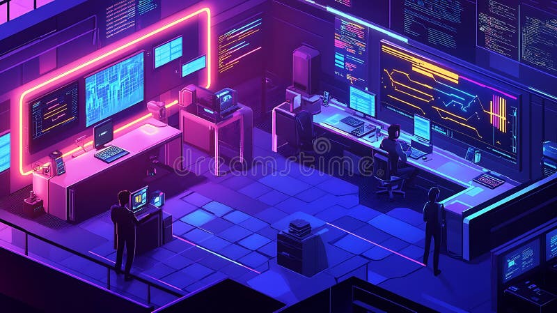 Futuristic Command Center stock illustration. Illustration of cyber ...