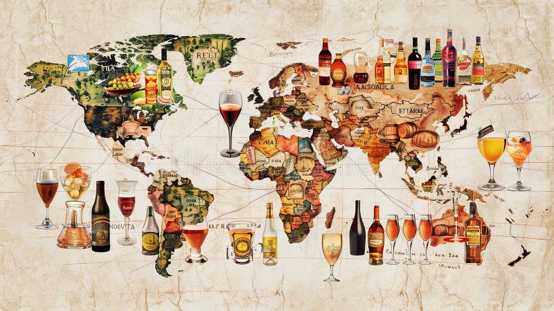 Explore the Worlds Alcoholic Beverages with a Detailed Map Showcasing ...