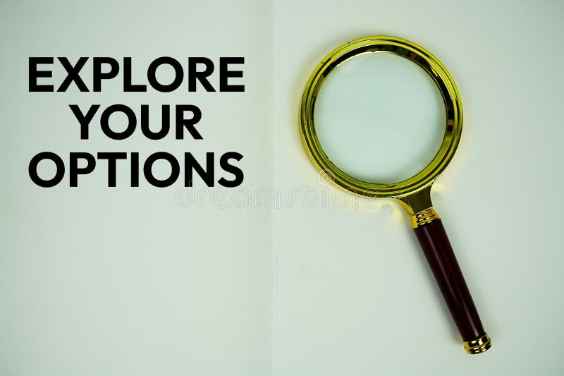 Explore Your Options Text with Magnifying Glass Flat Lay on Notepad ...