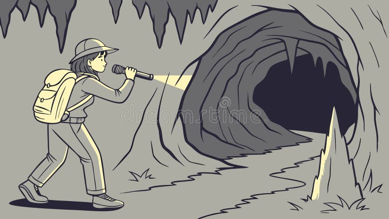 Explorer in Ancient Cave Ruins, Discovery, Vector Design Generative AI ...
