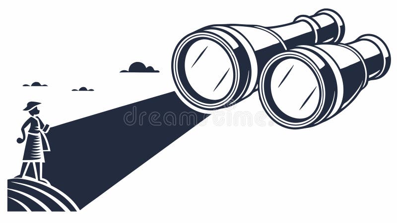 Explorer with Binoculars, Discovery and Observation Theme, Vector ...