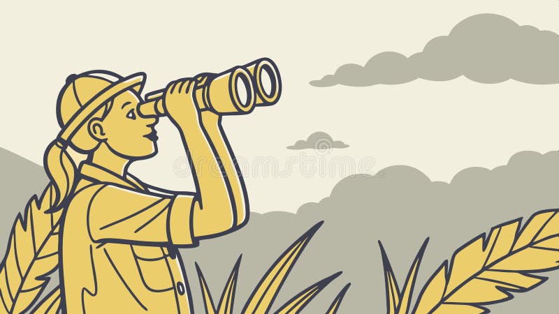 Explorer with Binoculars on a Hilltop, Vector Design Generative AI ...