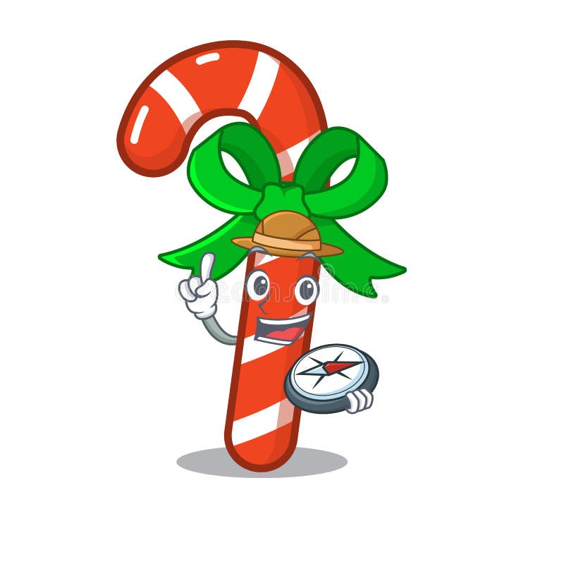Explorer Candy Cane Character Shaped a Cartoon Stock Vector ...