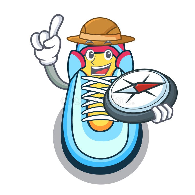 Explorer Cartoon Sneaker with Rubber Toe Stock Vector - Illustration of ...