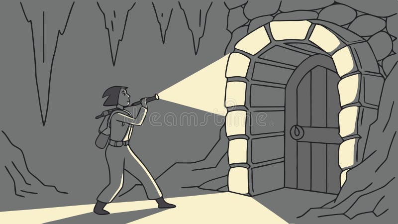 Explorer in Cave, Adventure and Discovery, Vector Design Generative AI ...