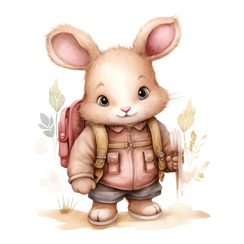 Explorer Cute Bunny Blue Cute Bunny Watercolor Stock Illustration ...