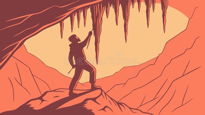 Explorer Discovering Ancient Cave Formations, Vector Design Generative ...