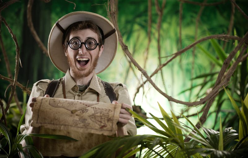 Explorer Finding a Treasure Stock Photo - Image of explorer, topee ...