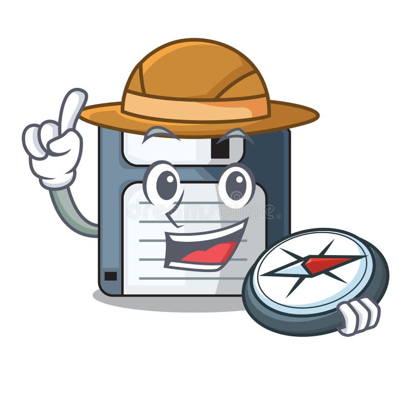 Explorer Floppy Disk in the Character Funny Stock Vector - Illustration ...