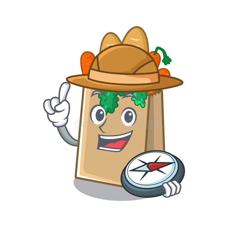 Explorer Grocery Bag Isolated with the Character Stock Vector ...