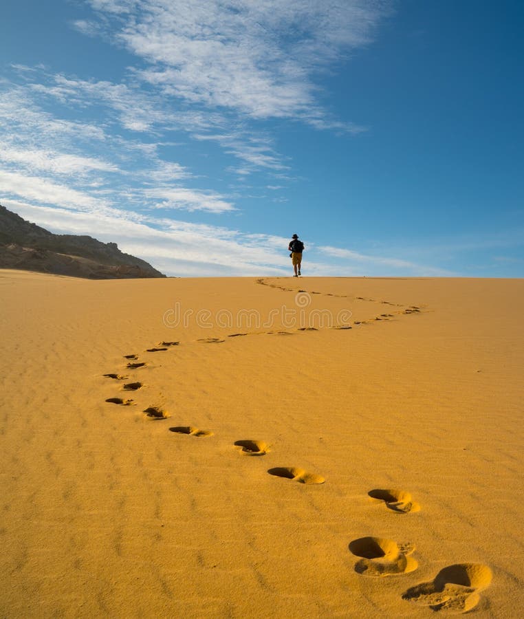 Explorer Hiking on a Desert Stock Image - Image of landscape, active ...