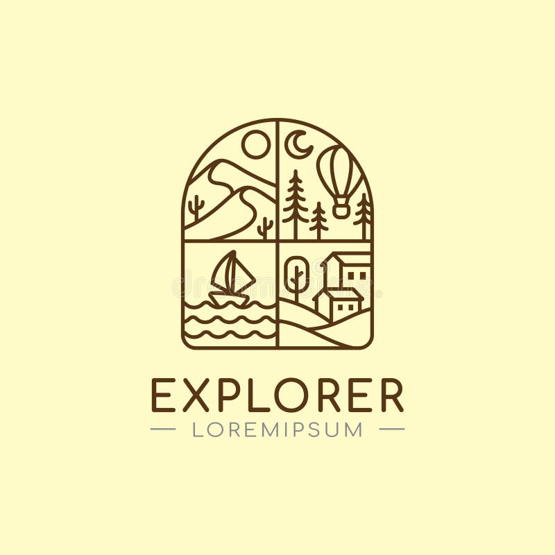 Explorer Line Logo Design Template Stock Vector - Illustration of badge ...