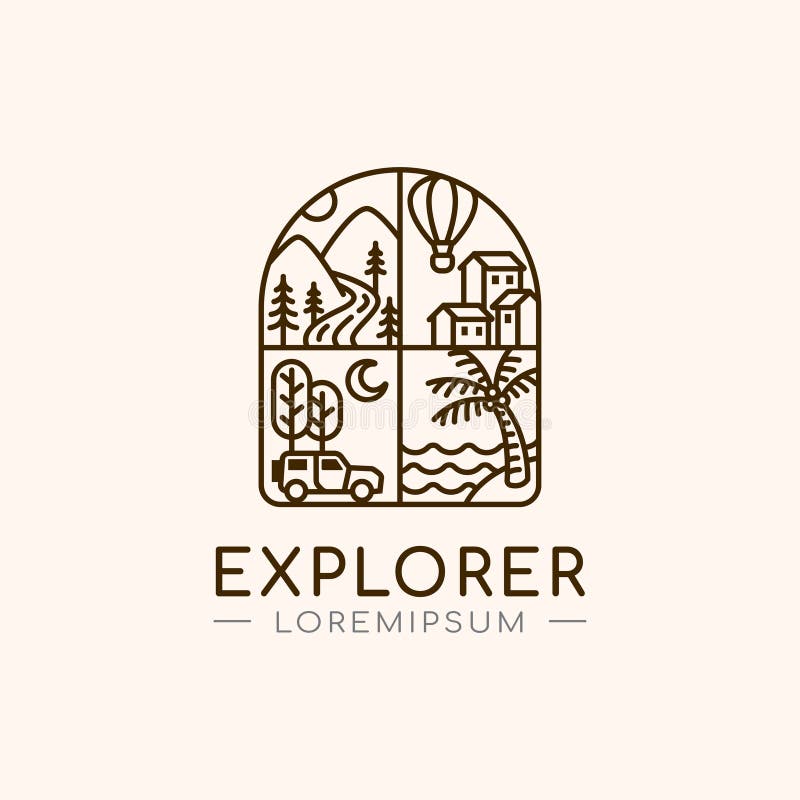 Explorer Line Logo Design Template Stock Vector - Illustration of home ...