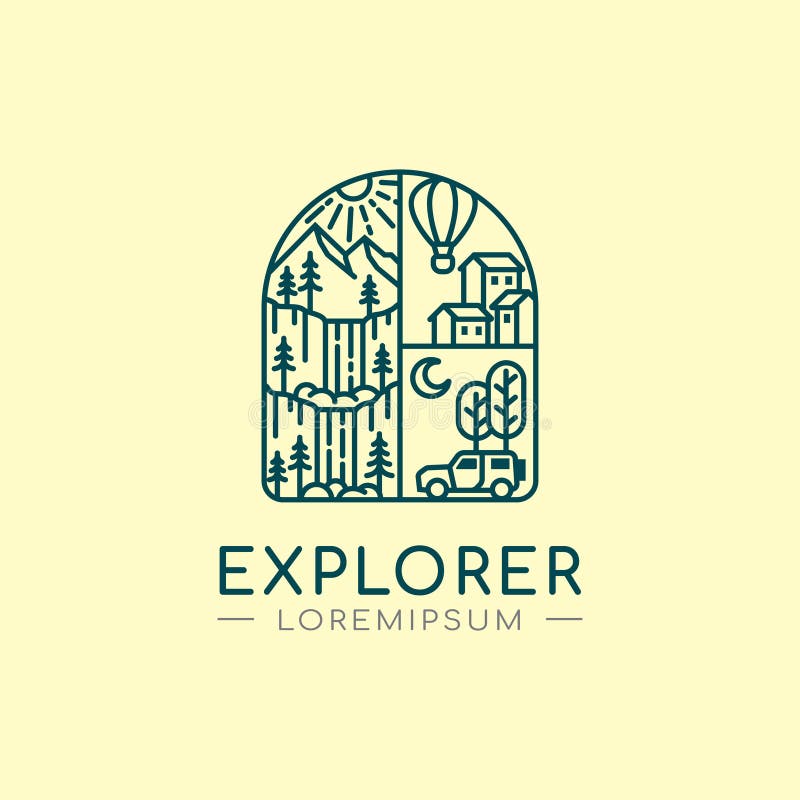 Explorer Line Logo Design Template Stock Illustration - Illustration of ...