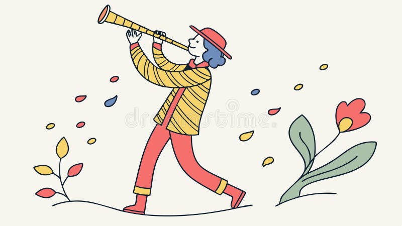 Explorer Looking through a Telescope with Flowers, Vector Design ...