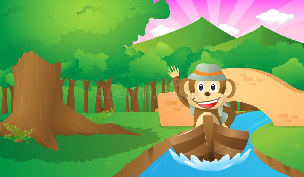 Explorer Monkey in the Forest Stock Vector - Illustration of monkey ...