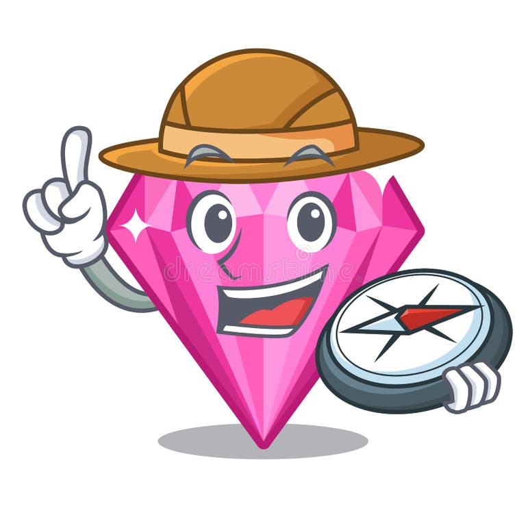Explorer Pink Diamond in the Mascot Shape Stock Vector - Illustration ...