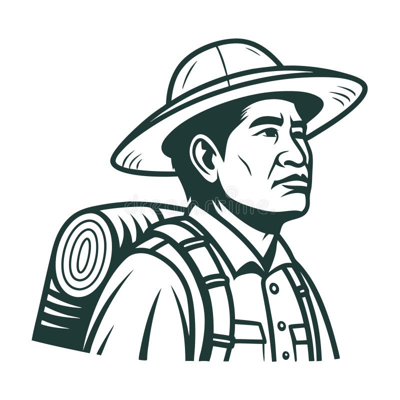 Explorer Portrait with Backpack and Hat for Outdoor Adventure Theme ...