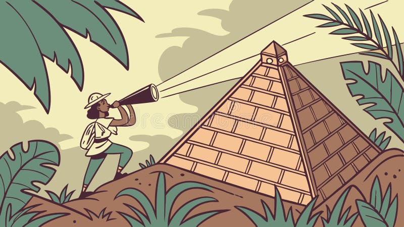 Explorer by Pyramid, Ancient Discovery Vector Scene, Vector Design ...
