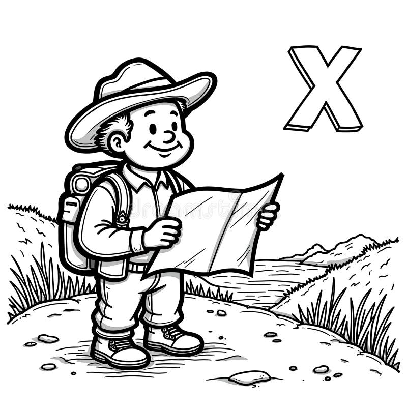 Explorer Reading Map on Hiking Trail X Stock Illustration ...