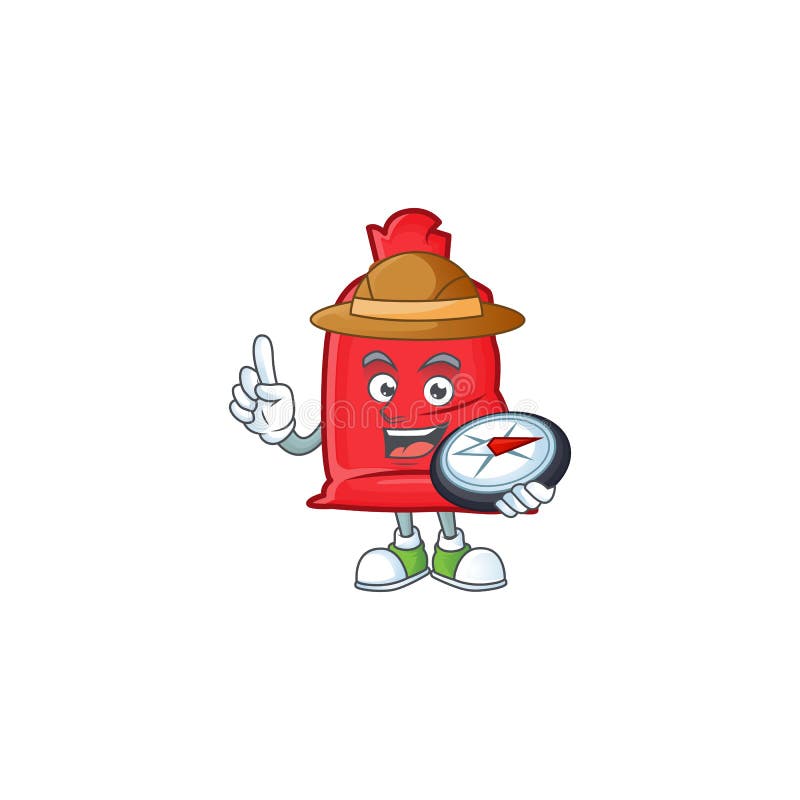 Explorer Santa Bag Close Cartoon Character Holding a Compass Stock ...