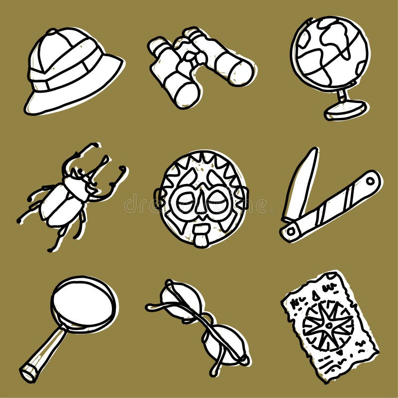 Explorer set stock vector. Illustration of observation - 6112860