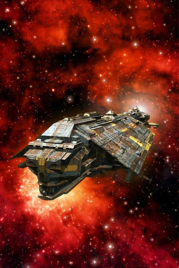Explorer Spaceship and Nebula Stock Illustration - Illustration of book ...
