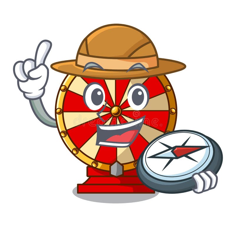 Explorer Spinning Wheel beside Wooden Cartoon Table Stock Vector ...