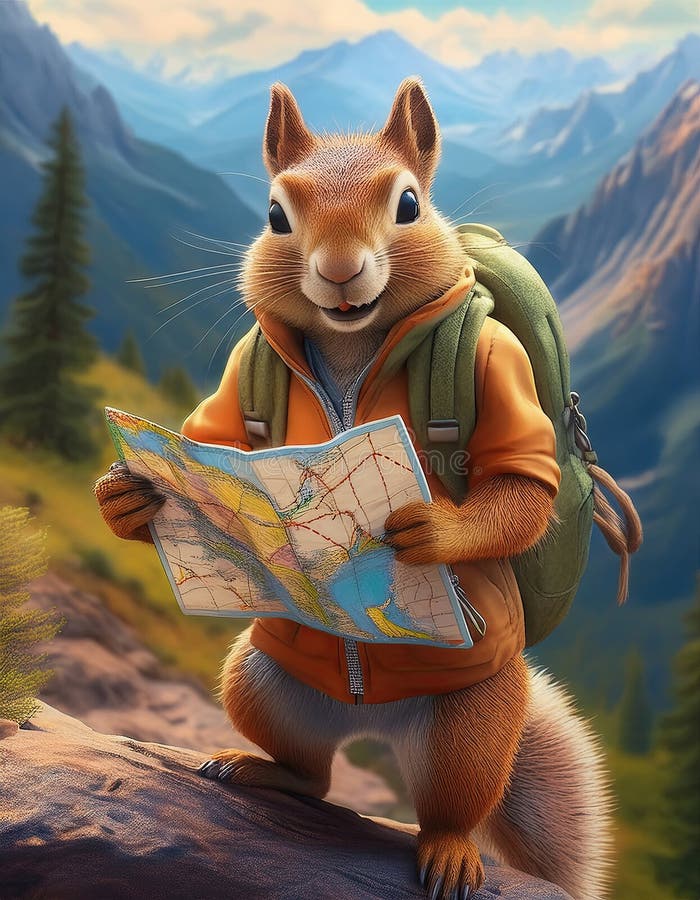 A Squirrel with a Backpack Sitting on a Log. Generative AI Image. Stock ...