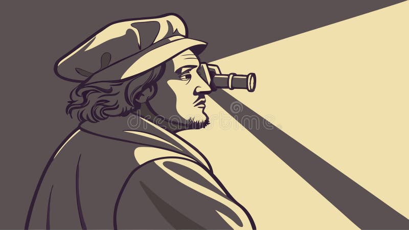 Explorer with Telescope, Historical Discovery and Adventure Vector ...