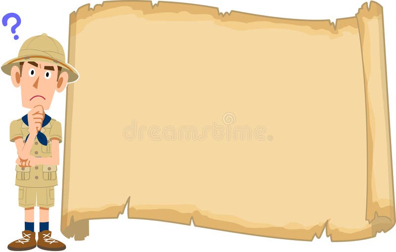 Explorer Thinking in Front of a Blank Old Map Stock Vector ...