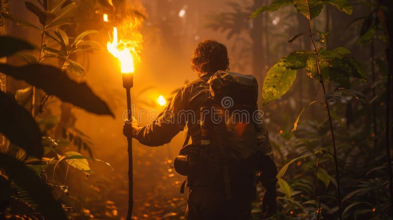 Explorer Torch Jungle Adventure Stock Illustrations – 18 Explorer Torch ...