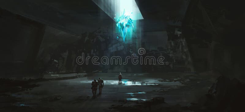 Explorers Enter the Underground Labyrinth, 3D Illustration Stock ...