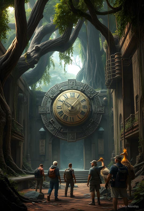 The Explorers of the Lost Clockwork City Stock Illustration ...
