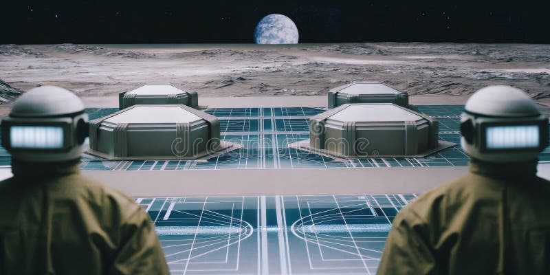 Explorers View the Earth from a Lunar Base while Observing Futuristic ...