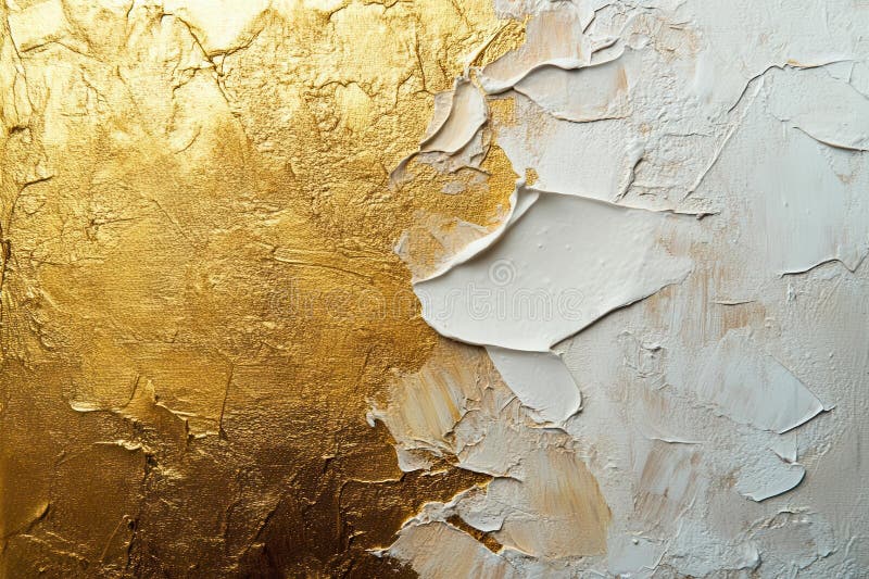 Explores Contrast, Gold Meets White Abstract Painting, Texture Blend ...