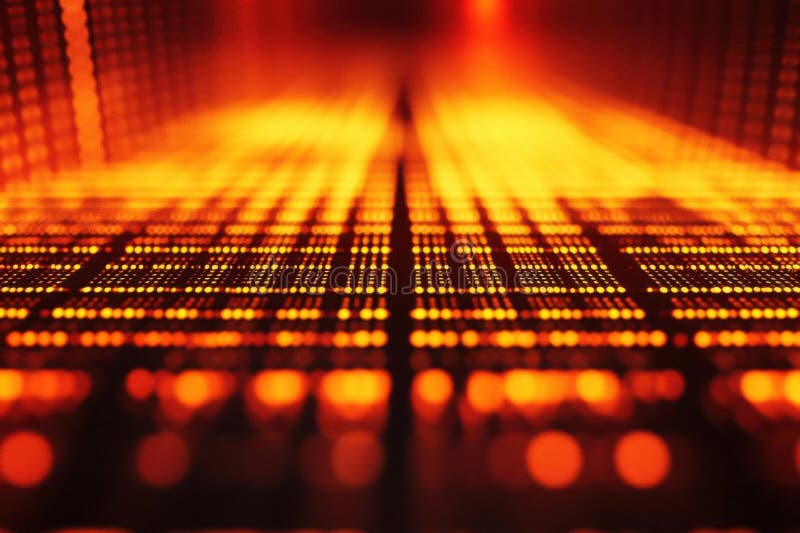 Exploring Abstract Digital Grid, a Fiery Orange Journey into Glowing ...