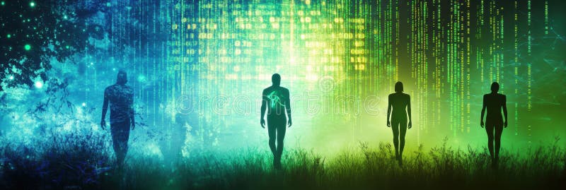 Exploring an Abstract Digital Realm Filled with Human Silhouettes and ...