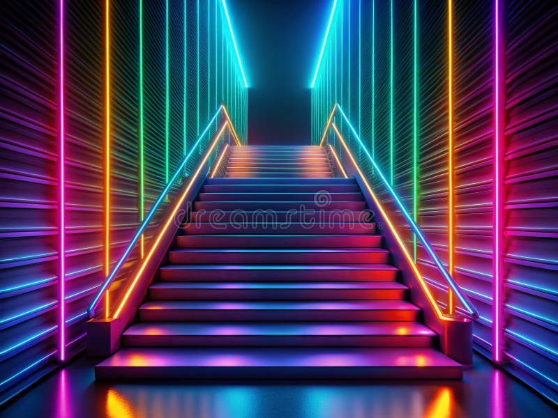 Exploring Abstract Neon Staircase Design a Visual Symphony of Vibrant ...