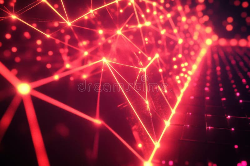 Exploring Abstract Red Network Connections and Glowing Nodes Stock ...