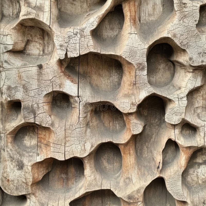 Exploring Abstract Wood Carving, a Textured, Cavernous Design Stock ...