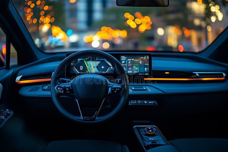 Exploring the Advanced Digital Dashboard of an Electric SUV at Night ...