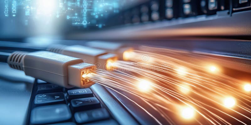 Exploring Advanced Network Connections with Glowing Cables in a High ...