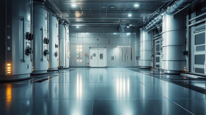 Cleanroom with Sleek and Modern Robots, Interacting with Advanced ...