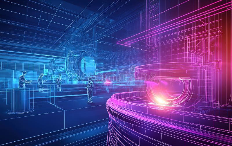 Exploring Advanced Technology in a Futuristic Design Lab Featuring Neon ...