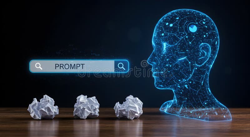 Ai Prompt Engineering and Creative Writing Concept with Digital Brain ...