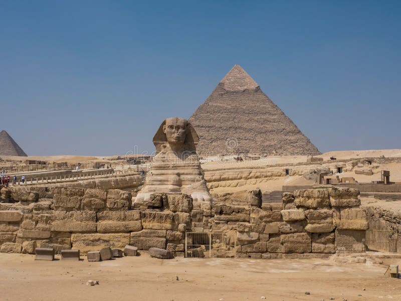 Sphinx and Pyramids of Giza in Cairo Egypt Stock Photo - Image of ...