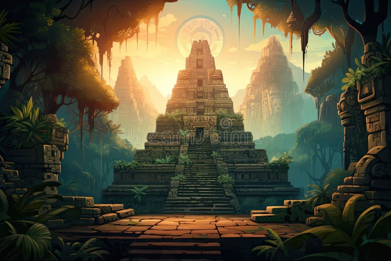 Mayan Temple Exploration Chronicles Generated by AI Stock Illustration ...