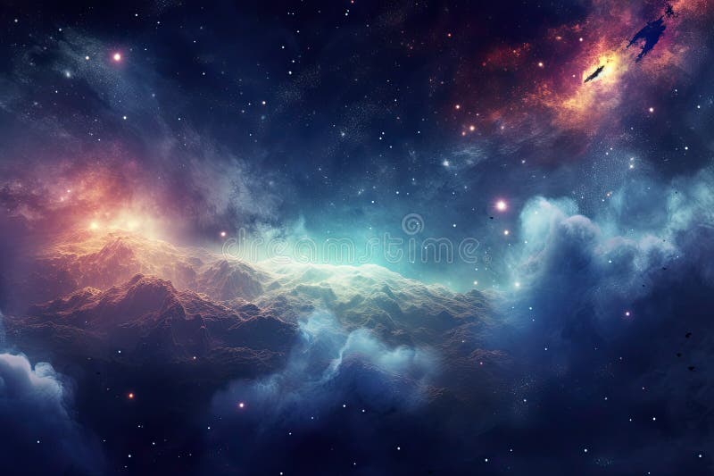 Exploring the Celestial Galaxy Generated by AI Stock Illustration ...