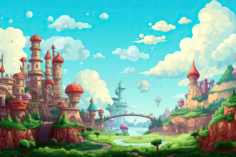 8-Bit Adventure Land Wonders Generated by AI Stock Photo - Image of ...